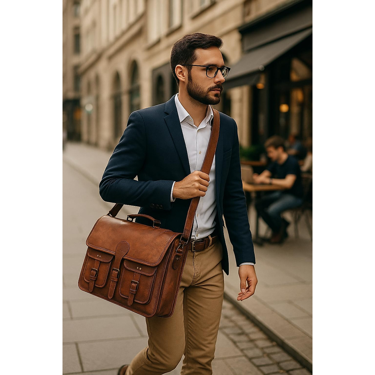 KPL 18 INCH Leather Briefcase Laptop Messenger bag best computer satchel Handmade Bags for men and women