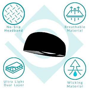 Bondi Band Headbands for Women, 4 Inch Anti Slip Workout Headbands That Stay In Place, Absorbent, Moisture Wicking, For Running, Yoga, Skiing and More, Black