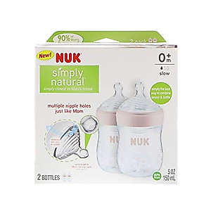 NUK Simply Nautral Baby Bottle, Pink, 5 Ounce (Pack of 2)