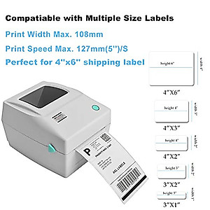 MFLABEL Label Printer 4x6 Thermal Printer, Commercial Direct Thermal High Speed USB Port Label Maker, Etsy, Ebay, Amazon Barcode Express Label Printing Machine, White