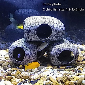 SpringSmart 2PCS Aquarium Hideaway Rocks for Aquatic Pets to Breed, Play and Rest, Safe and Non-Toxic Fish Tank Ornaments, Ceramic Decor Rocks for Betta