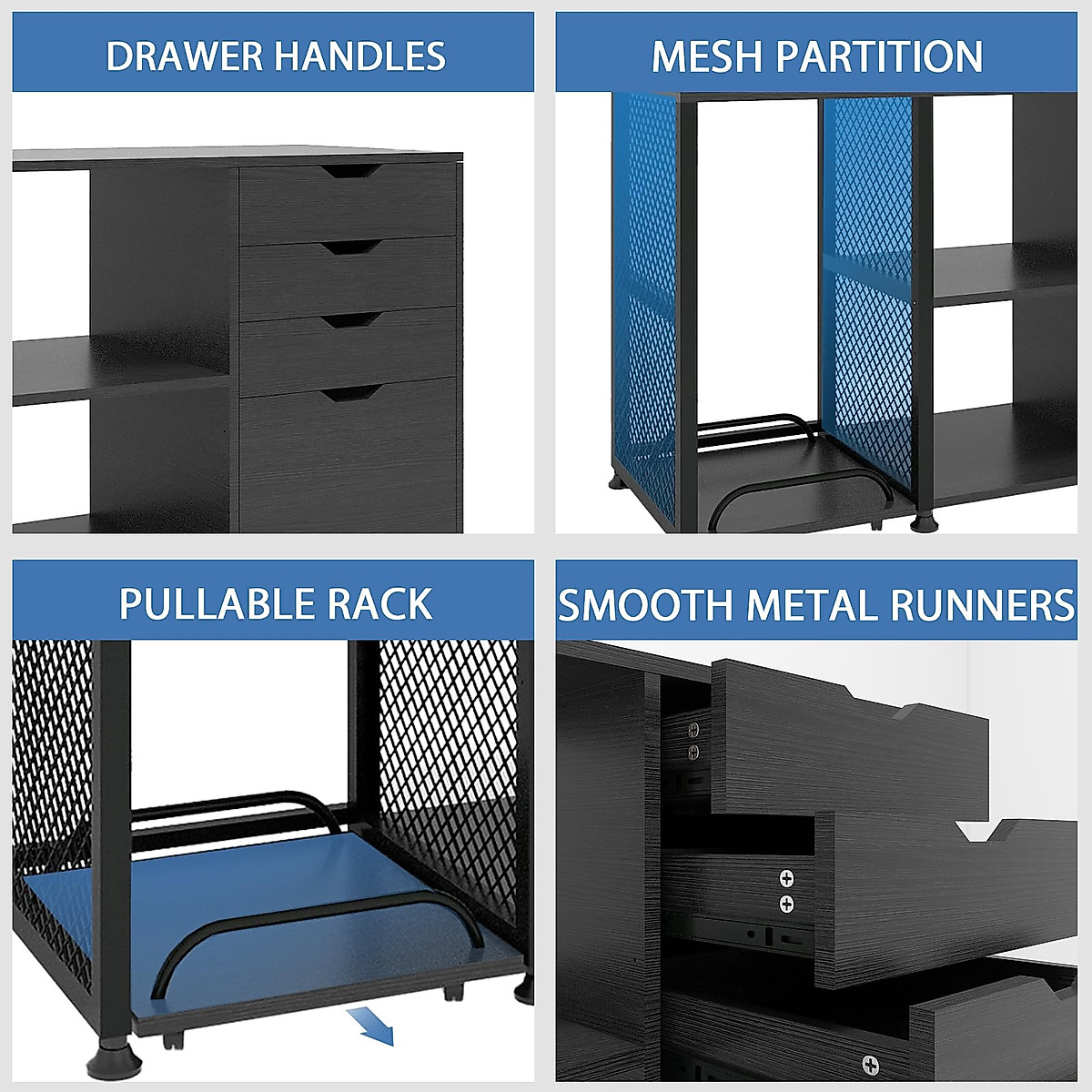 PUNCIA Office Lateral File Storage Cabinet with Paper Shredder Stand On Wheel Large Lateral Filing Cabinet with Drawers Filing Cabinet Organizer Printer Stand with Storage for Home Office
