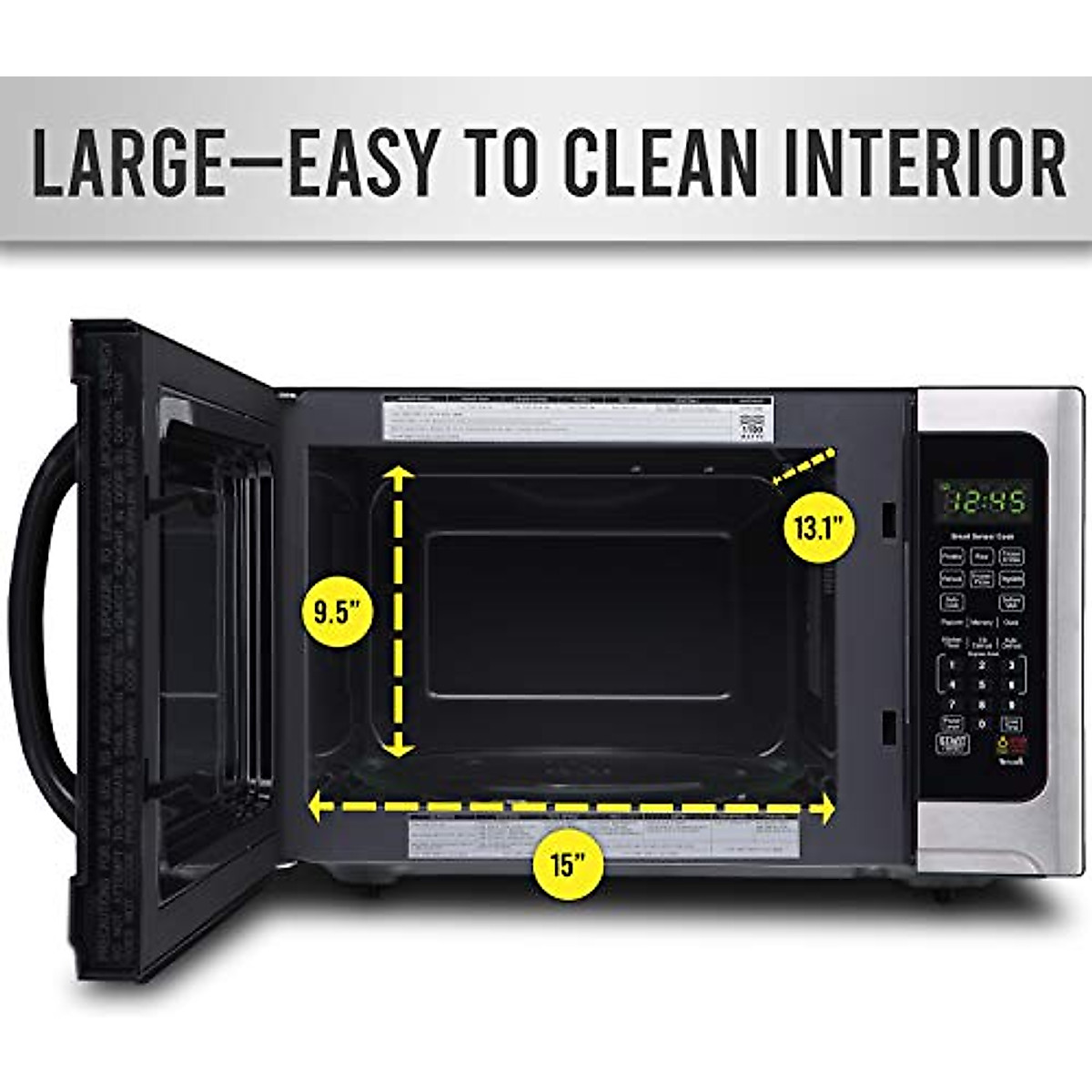 Farberware Professional FMO12AHTBKE 1.2 Cu. Ft. 1100-Watt Microwave Oven With Smart Sensor Cooking and LED Lighting, Brushed Stainless Steel