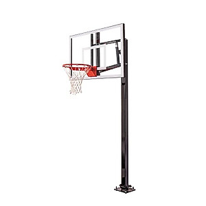 Goalsetter Elite Plus 54” Tempered Glass Backboard In-Ground Basketball Hoop - HD Breakaway Rim, Black (TS44154G3)