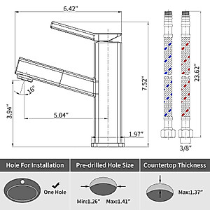 KAIYING Bathroom Sink Faucet with Pull Out Sprayer, Single Handle Basin Mixer Tap for Hot and Cold Water, Lavatory Pull Down Vessel Sink Faucet with Rotating Spout(Regular, Black)