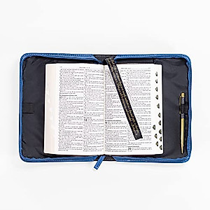 The Lord Has Done Great Things Floral Blue Medium Faux Leather Bible Cover