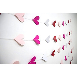 5 Pcs Heart Garland Banner, 100 Hearts Hanging Valentine's Day Decoration Garland for Anniversary Valentine's Day Wedding Birthday Party Decorations