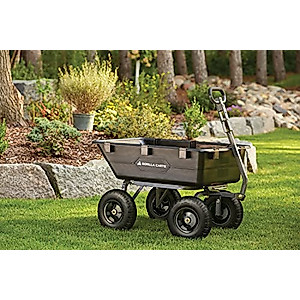 Gorilla Carts GOR6PS Poly Yard Dump Cart, Heavy-Duty Convertible 2-in-1 Handle, 1-(Pack), Black