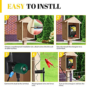 AC10 Electric Fence, 2-Mile/ 8 Acres Electric Fence Charger for Preventing to Prevent Bears, Raccoons, Skunks Intruding, Electric Fence Energizer Output Voltage 5000 v 0.12 Joule