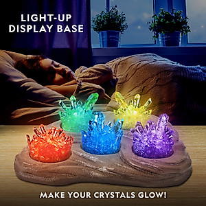 NATIONAL GEOGRAPHIC Mega Crystal Growing Kit - Grow 6 Crystals with Light-Up Stand, Science Gifts for Kids 8-12