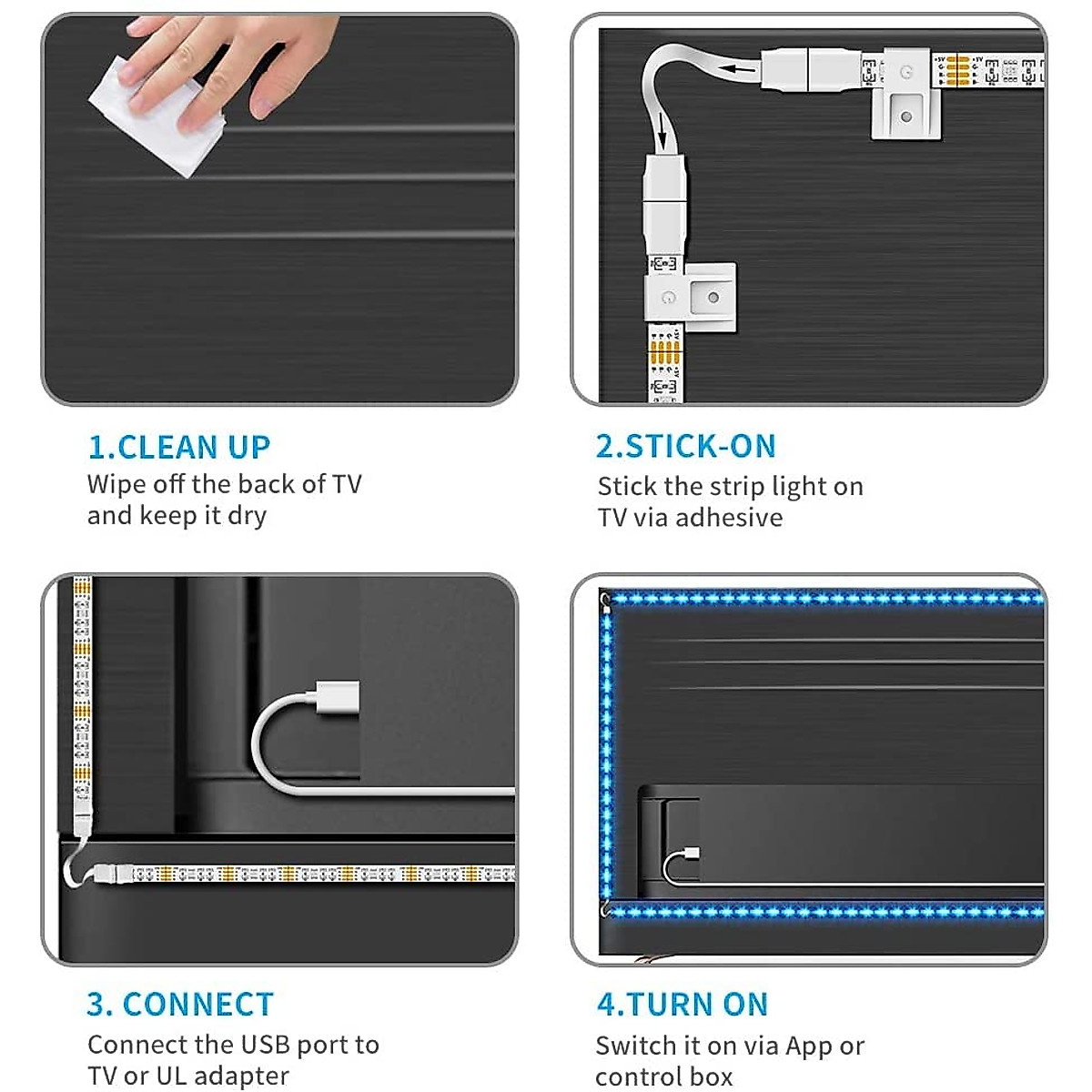 Govee TV Backlights, 10ft LED Lights for TV Work with Alexa, Google Assistant and APP, Music Sync, 16 Million RGB DIY Colors, TV LED Backlight for 46-60 inch TVs, USB Powered