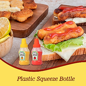 EOPER 4 Pieces 25 ml Mini Empty Squeeze Bottles for Sauce, Plastic Condiment Dispenser Reusable Ketchup Squeeze Bottles Portable Honey Storage Containers Jars