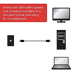 GE RJ11 High Speed Modem Cable, 14ft, 10x Faster than Standard Cable, Blue 35288