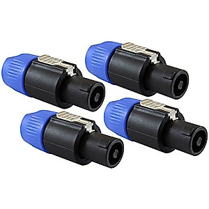GLS Audio Speaker Plug Twist Lock 4 Pole Speaker Plug Compatible with Neutrik Speakon NL4FC, NL4FX, NLT4X, NL2FC - 4 Pack