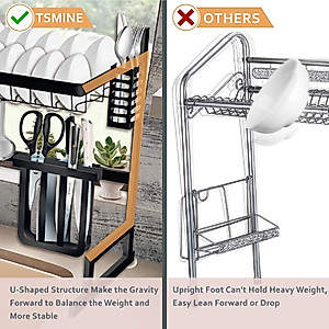 Dish Drying Rack Over The Sink, Adjustable（33.5-40.5in） Large Dish Rack Drainer for Kitchen Organization Storage Space Saver Shelf Holder with 7 Utility Hooks Dish Rack Over Sink【Fit Sink 32"- 39" L】