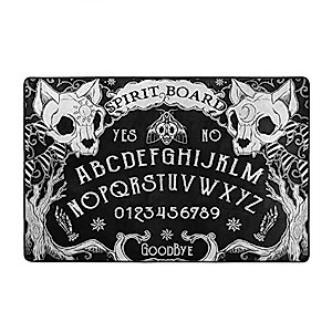 Luxury Flannel Area Rug Modern Indoor Non-Slip Floor Mats Extra Soft Large Carpets for Bedroom Living Room Office (60x39 Inch, Cat Skull Head Witch Board Black Gothic)