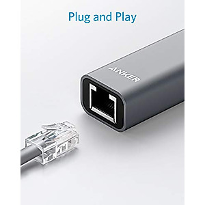 Anker USB C to Ethernet Adapter, Portable 1-Gigabit Network Hub, 10/100/1000 Mbps, for MacBook Pro, iPad Pro 2019/2018, ChromeBook, XPS, Galaxy S9/S8, and More