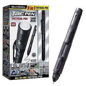 Bell+Howell Tac Pen Multitool - Aluminum – Outdoor and Indoor Tactical Gear – Glass Breaker +LED Flashlight +Screwdriver + Bottle Opener – As Seen On TV