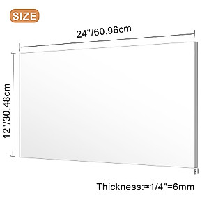 Clear Acrylic Plexiglass Sheet-1/4 Thick Cast - 12" x 24" (2 Pack) 6mm Transparent Acrylic Sheets for DIY, Signs and Crafts