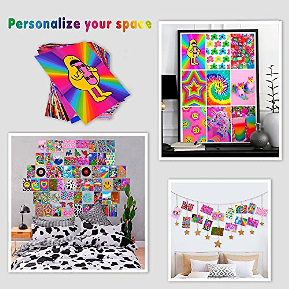 ANERZA 102 PCS Indie Room Decor for Bedroom Aesthetic, Wall Collage Kit Aesthetic Pictures, Posters for Room Aesthetic, Cute Photo Christmas Gifts for Teen Girls, Y2k Kidcore Hippie Trippy Grunge