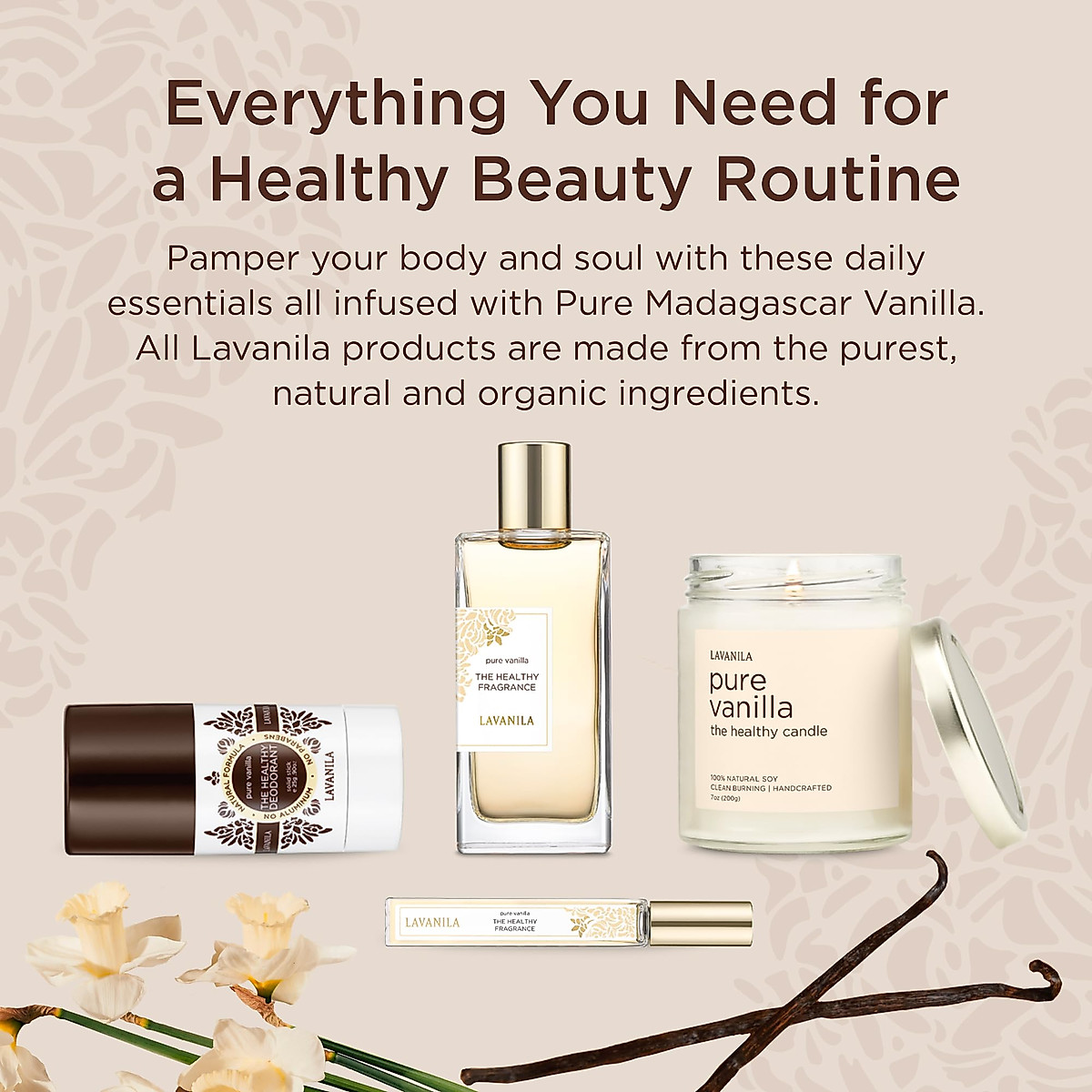 Lavanila Pure Vanilla Perfume for Women, 0.32 oz Roller-Ball - Pure Madagascar Vanilla & Creamy Tonka Bean, The Healthy Fragrance, Clean and Natural