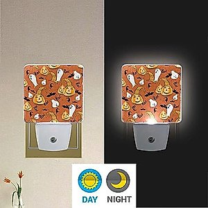 JSTEL Halloween Pumpkin Night Lights Plug into Wall Decorative Dusk to Dawn,Halloween Ghost Night Light Plug in,LED Nightlights for Bedroom Bathroom Kitchen Hallway Stairs