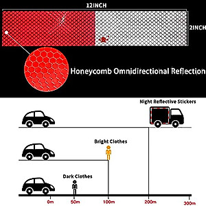 Z-oneMart 20Pcs Red White Micro Prismatic Sheeting Reflective Tape 2" X 12' Waterproof Reflector Tape Self-Adhesive Reflector Sticker Conspicuity Safety Warning Tape for Truck Trailer Pickup