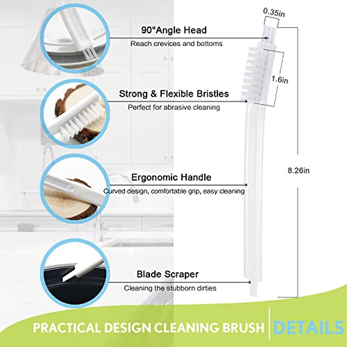 Small Scrub Brushes for Cleaning,Crevice Cleaning Tool Set for Track Juicer Toaster Sink Tile Grout Grater Seafood,Detailing Cleaning Supplies Gadgets for Kitchen Appliances