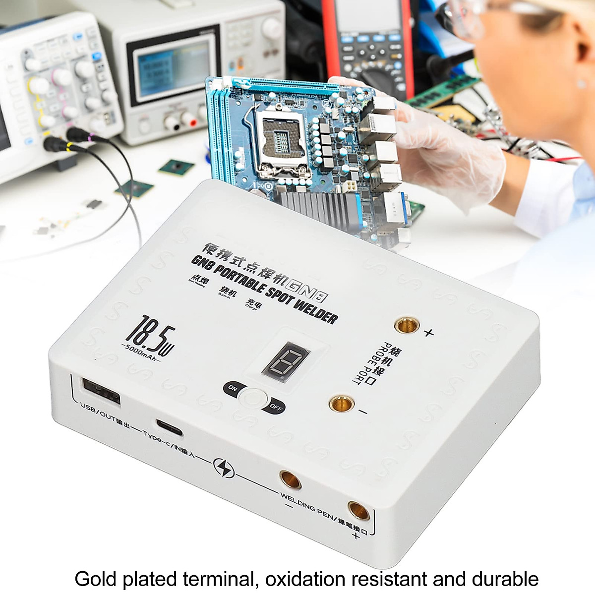 Repair Spot Welder, 8 Adjustable Output Power Spot Welding Machine Multifunctional 5000mAh Batteries for Electronics Repair