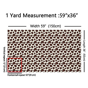 Cow Print Fabric by The Yard, Cowhide Upholstery Fabric, Cow Animal Skin Decorative Fabric, Highland Cow Farmhouse Indoor Outdoor Fabric, DIY Art Waterproof Fabric, Brown Beige, 3 Yards