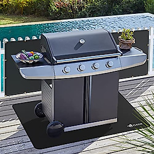 FLASLD Hearth Rugs for Fireplaces Fire Resistant, 24 X 42 inches Gas Grill Splatter Mat, Fireproof Heat Resistant Non Stick BBQ Patio Protector, Floor Protective Rug, Black