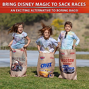 Disney Pixar Sack Race Party Games by GoSports - 6 Pack Bags for Kids - Mickey & Friends, Cars, and Roo Racers
