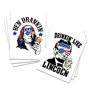 FashionTats July 4th Funny American Patriotic Temporary Tattoos | Pack of 6 | MADE IN THE USA | Skin Safe | Removable