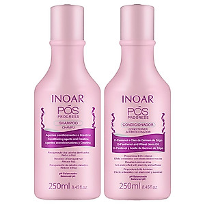 INOAR – POS Progress Shampoo & Conditioner Kit, Keratin Treatment, Strengthen Hair, Healthy, Soft, Smooth Hair, Anti-Frizz, Hair Repair, Vegan Hair Products for Men and Women (8.45 oz. each)