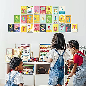 LHIUEM Abc's of God Scripture Wall Collage Kit, Bible Verse Wall Art,Set of 27 (4 X 6 Inch) Alphabet Scripture Cards,Inspirational Poster, Christian Kids Wall Kit for Classroom Playroom Wall Decor