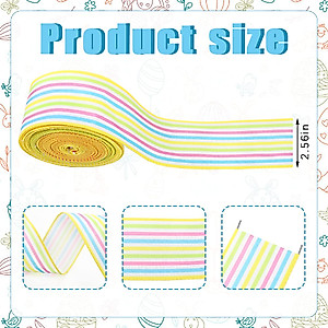 Hying Birthday Ribbons for Wreath Bows Wrapping Gifts, Blue Yellow Pink Easter Wired Ribbons for Gift Wrapping Rainbow Birthday Party Decoration DIY Crafts, 2.48" X 10 Yards Rainbow Wired Ribbon