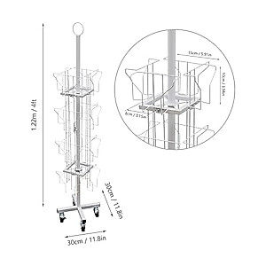 PSUFURV 16-Position 4-Tier Rotating Greeting Card Rack Greeting Card Display with 4 Universal Wheels Tiered Greeting Card Display Stand for Classrooms, Offices, Libraries, Shopping Malls (White)