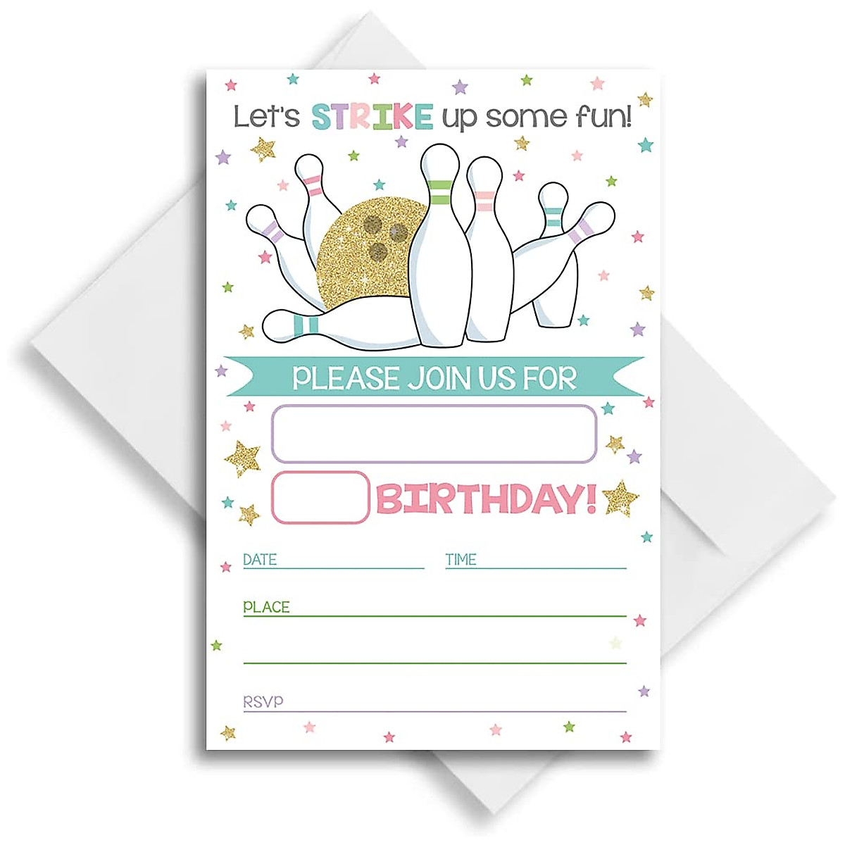 LoaHak Bowling Birthday Invitation, Bowling Invitation, bowling party favors for kids, birthday party invitations. (010)