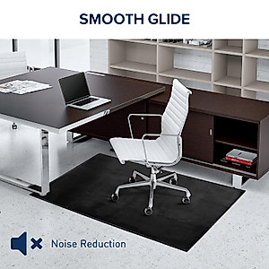 QQpony Large Chair Mat for Hard Floor, 63"x51" Office Chair Mat for Hardwood Floor, Flannel Fabric Desk Rug for Hard Surface, Protector Floor Chair Mat for Home Office (Black)