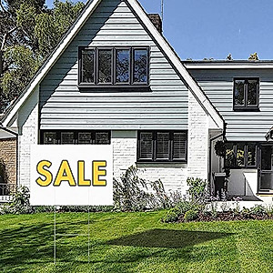 Blank Yard Signs with Stakes 17",White Corrugated Plastic Lawn Sign Double Sided for Garage Sale,Estate,Rent,Security,Address,Poster Board 17 x 12 In,DIY Custom House Outdoor Sign,5 Packs