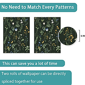 Cismmy Removable Peel and Stick Wallpaper Boho 17.5 x 118 in Floral Wallpaper for Bedroom Bathroom Easy Peel Off Wallpaper Stick on Wallpaper Contact Paper Renter Friendly Wall Paper