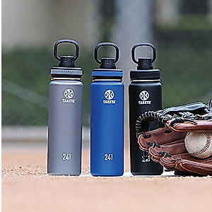 Takeya Originals 24 oz Vacuum Insulated Stainless Steel Water Bottle with Straw Lid, Navy