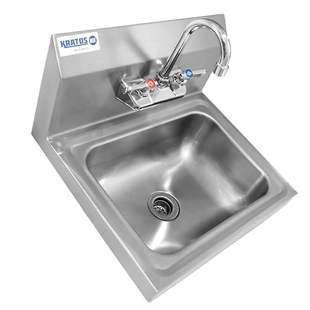 Kratos 28W-088 NSF Commercial Hand Sink with Gooseneck Faucet - 14"Wx10"Dx5"H Bowl