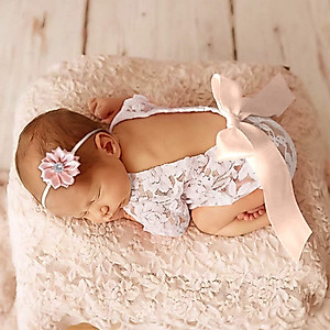 SPOKKI 4 PCS Newborn Photography Props Outfits-BabyTutu Skirt Cute Bow Headdress and Lace Rompers Sets for Infants Girl Boy