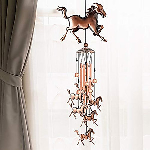 ​Copper Horse Wind Chimes Horse Gift Wind Chime Garden Gifts for Mom Windchimes Outdoor Mom Birthday Gift Patio Yard Decor Large deep Tone Music Wind Chimes Women Gift Garden Gifts