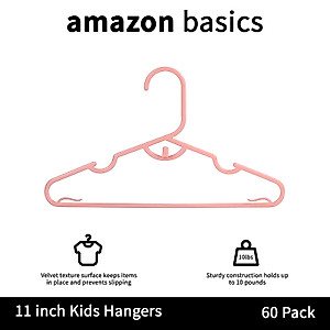 60Packs Plastic Kids Hangers Non-Slip Baby Hangers Durable Baby Clothes Hangers for Closet Kid Plastic Hanger for Closet and Nursery(Pink)