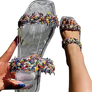 Summer Spring Bottom Size Women Pearl And Rhinestone Slippers Large Beach Fashion Shoes Nice Slides for Women