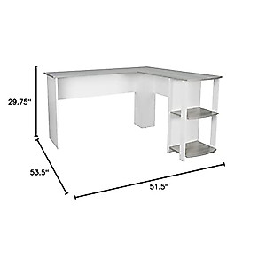 Techni Mobili L Shaped Desk - Modern Computer Desk with Corner Bookshelf & Side Storage Shelves for Home Office Accessories - Elegant, Space-Saving, & Minimalist Executive Table