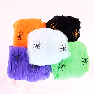 TOYANDONA 5 Sets Halloween Spider Web Stretch Cobweb Spooky Spider Webbing with 2 Fake Spiders for Halloween Decorations