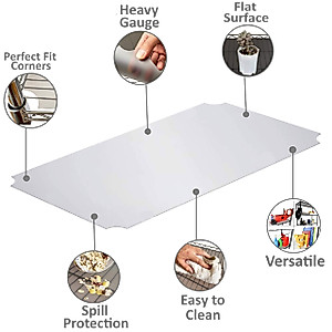ACHub Wire Shelf Liners 18 x 48, Set of 5 & Bonus S-Shaped Hooks, Waterproof, Heavy Duty, Translucent Plastic Liners for Wired Rack Shelving